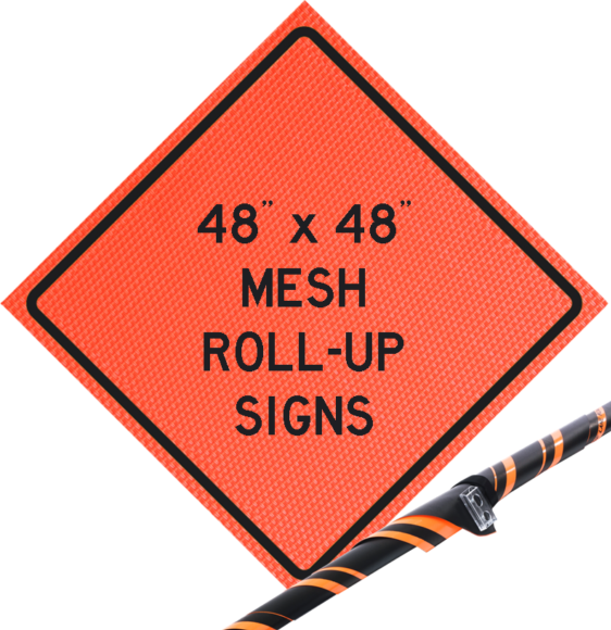 48" Roll-Up Signs – Orange Mesh non-reflective