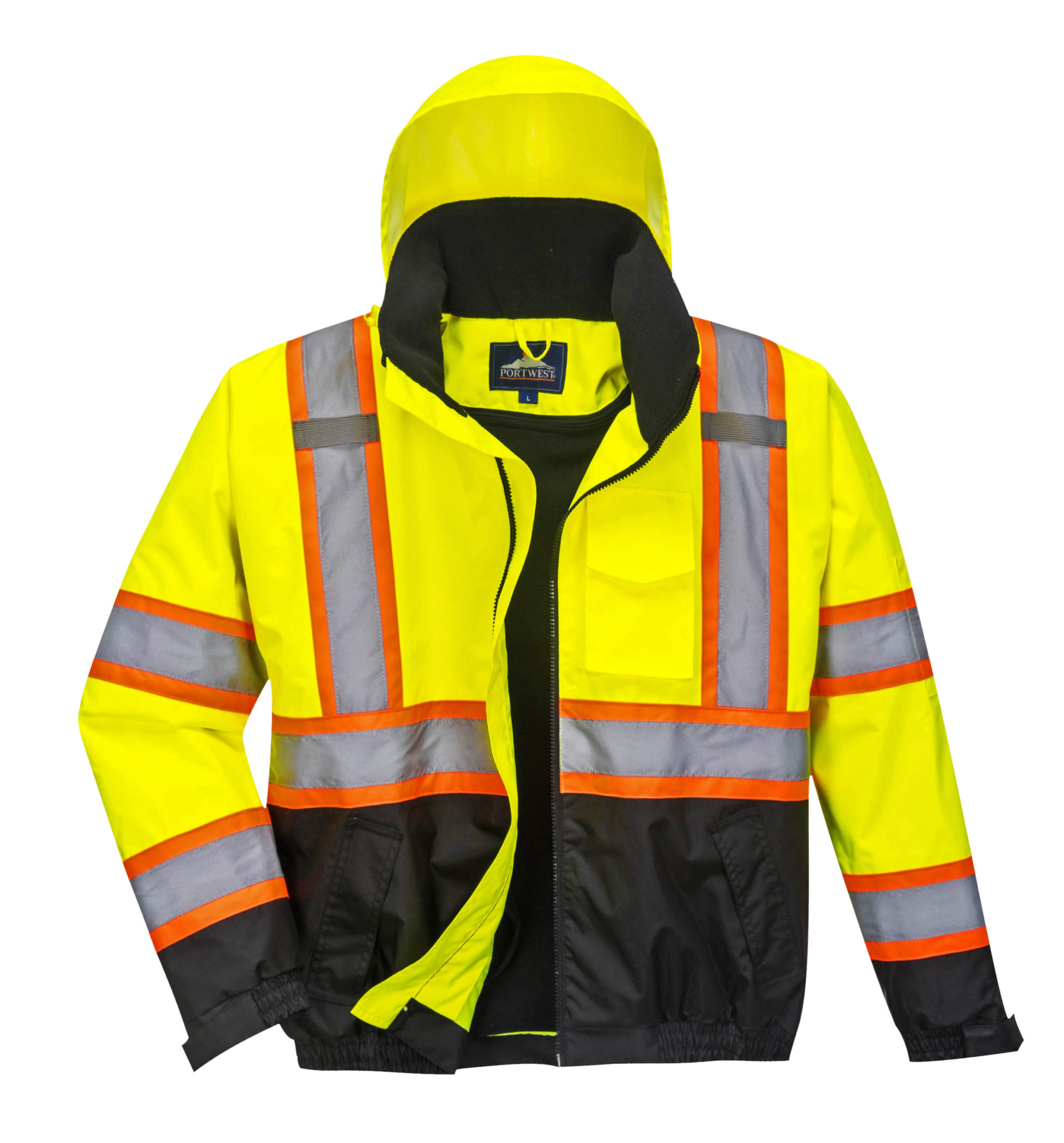 Hi-Vis Bomber Jacket with Contrast Tape and Bottom