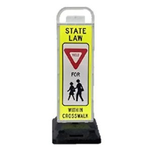 YIELD TO PEDESTRIANS, MUTCD COMPLIANT. Crossing Sign for School